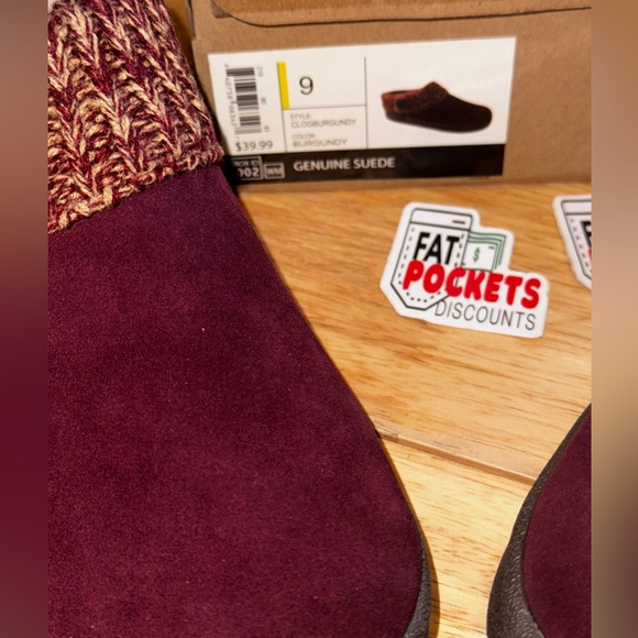 Clarks | Shoes | Clark Brand Burgundy Suede Leather Knitted Collar Clog ...